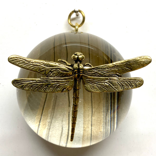 Acrylic Orb Frame with Dragonfly on Marbled Paper / Slight Imperfectio ...