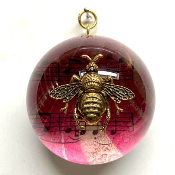 Acrylic Orb Frame with Grande Bee on Marbled Paper / Slight Imperfecti ...