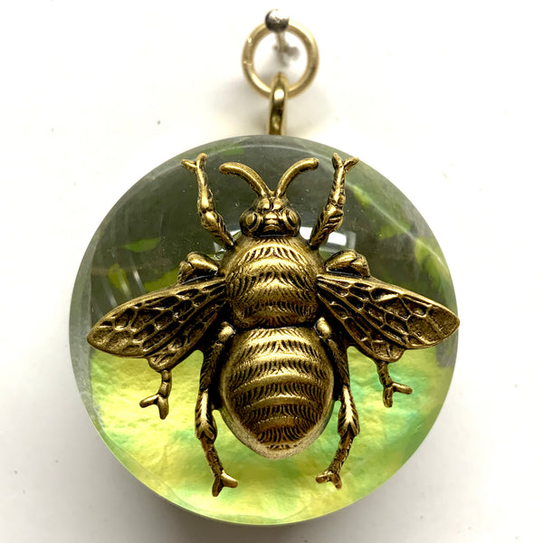 Acrylic Orb Frame with Grande Bee on marbled Paper / Slight Imperfecti ...