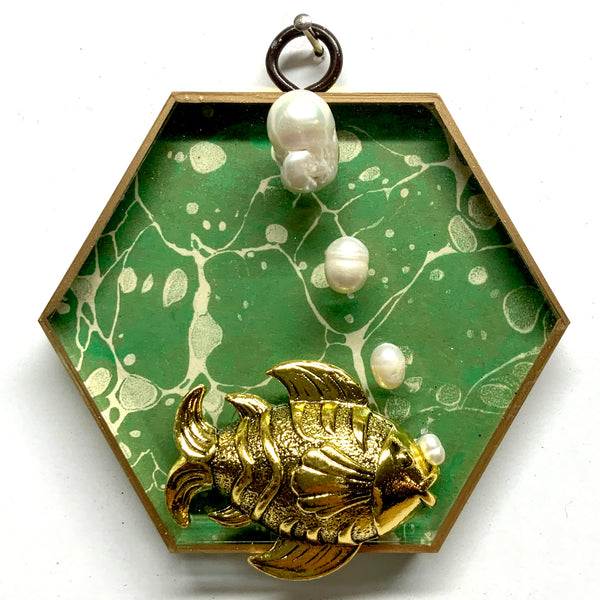 Acrylic Frame with Fish and Pearls / Slight Imperfections (4" wide ...