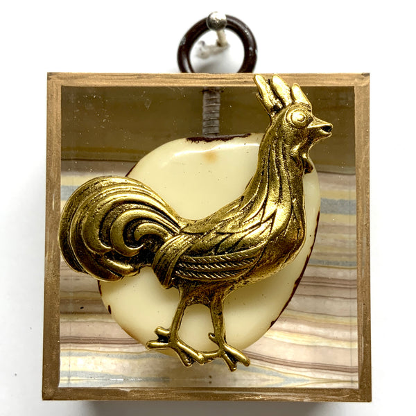 Acrylic Frame with Rooster on Marbled Paper / Slight Imperfections (2 ...