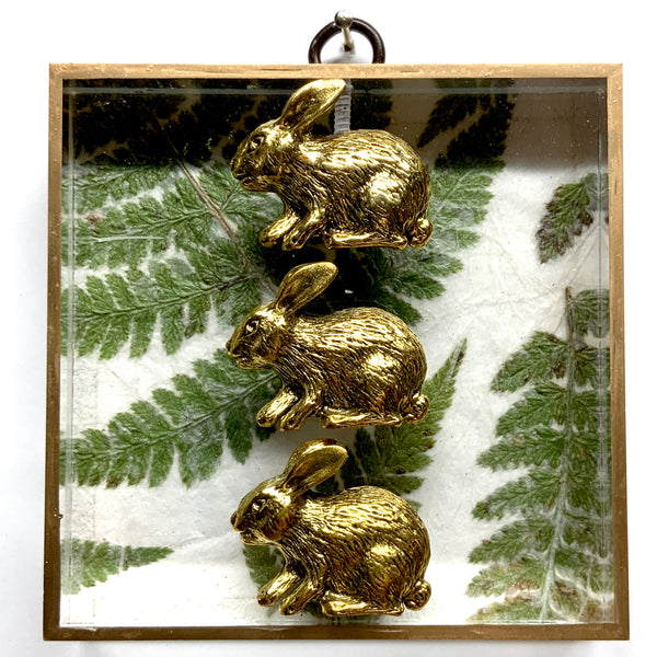 Acrylic Frame with Rabbit Rabbit Rabbit on Mulberry Paper / Slight Imp ...