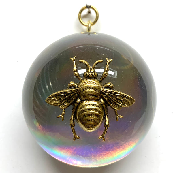 Acrylic Orb Frame with Grande Bee on Marbled Paper / Slight Imperfecti ...