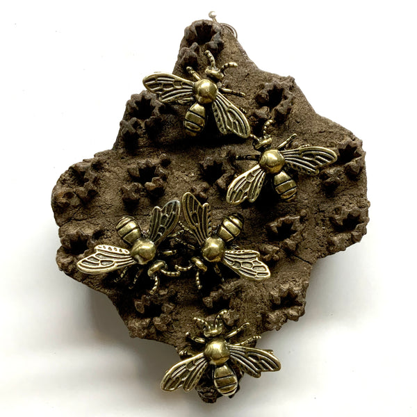 Carved Wooden Block Frame with Bees (5" wide) – Museum Bees