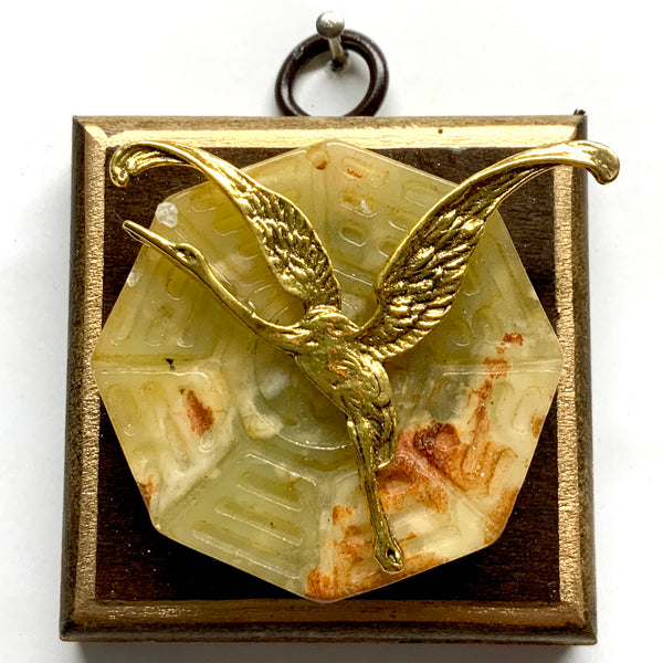 Wooden Frame with Crane on Jade (2.5" wide) – Museum Bees