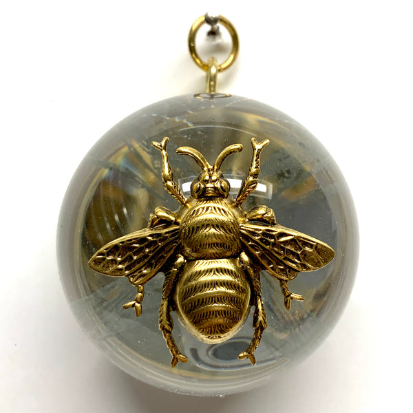 Acrylic Orb Frame with Grande Bee on Marbled Paper / Slight Imperfecti ...