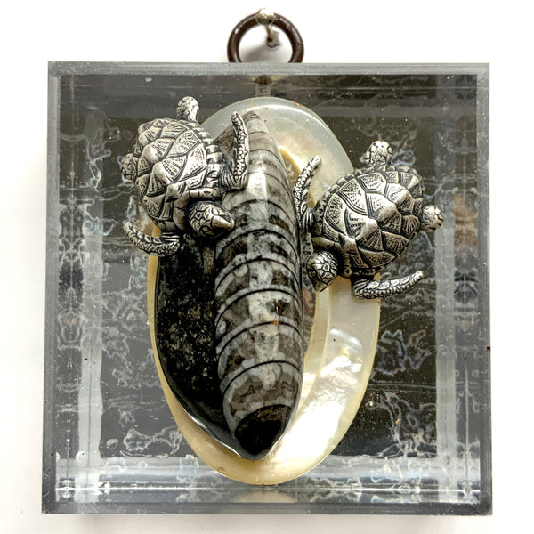 Acrylic Frame with Turtles on Mylar / Slight Imperfections (3" wide ...