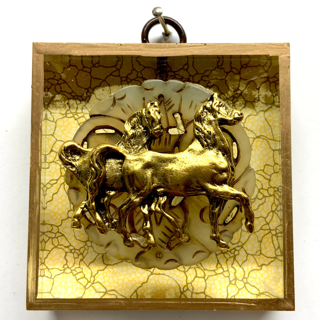 Acrylic Frame with Horses on Jade / Slight Imperfections (3" wide ...
