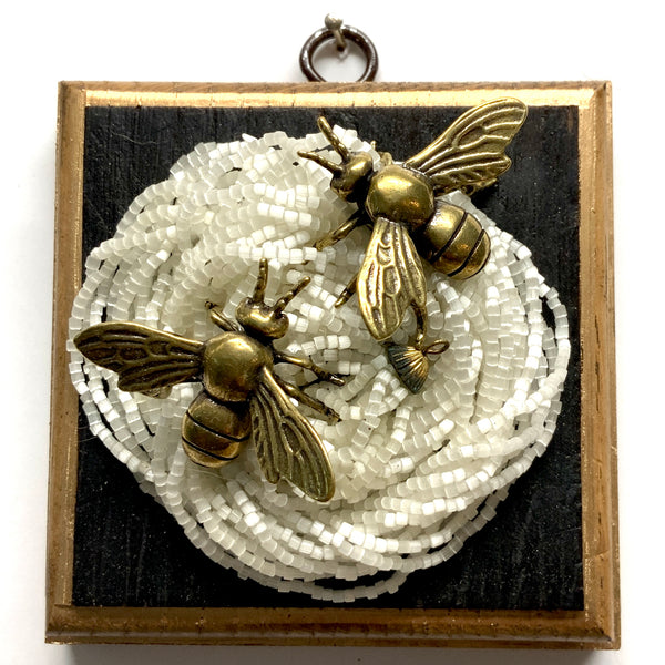 Bourbon Barrel Frame with Bees on Necklace (4" wide) – Museum Bees