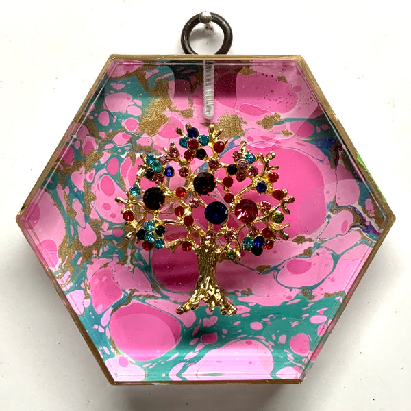 Acrylic Frame with Tree of Life on Marbled Paper / Slight Imperfection ...