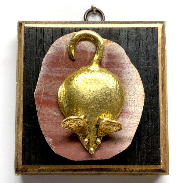 Bourbon Barrel Frame with Mouse on Petrified Wood (4" wide) – Museum Bees